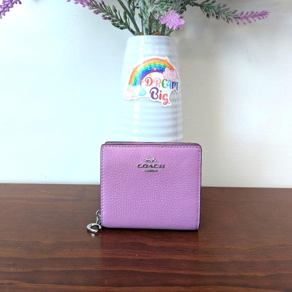 Coach | Bags | Coach Lavender Pebble Compact Wallet | Poshmark